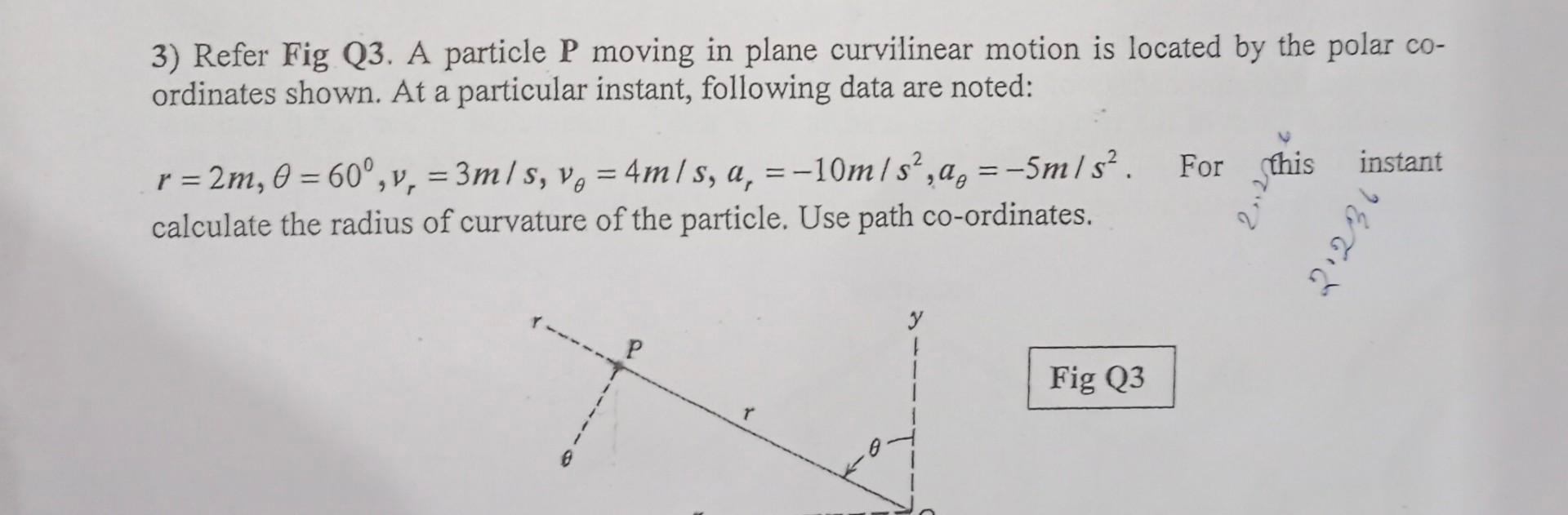 Solved 3) Refer Fig Q3. A particle P moving in plane | Chegg.com