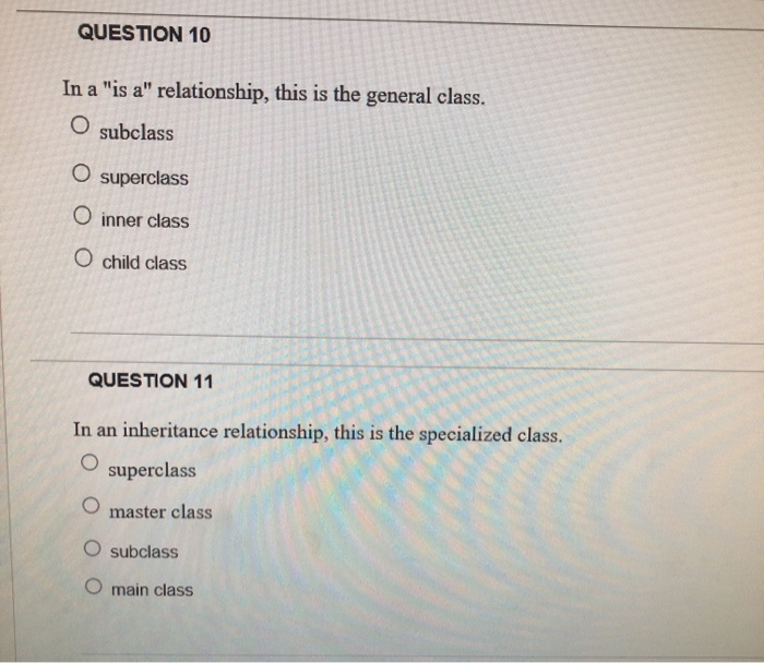 Solved QUESTION 1 Constructors are not inherited. True O | Chegg.com