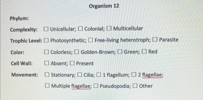 Solved organism 12 has two pictures & orgsnim 11 is the | Chegg.com