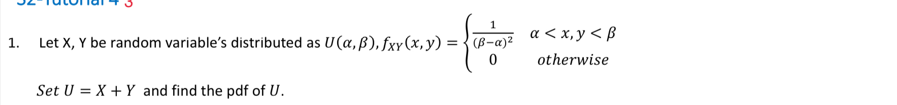 Solved Let Xy ﻿be Random Variables Distributed As Uxyu 