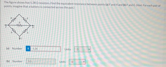 Solved The figure shows five 5.28Ω resistors. Find the | Chegg.com