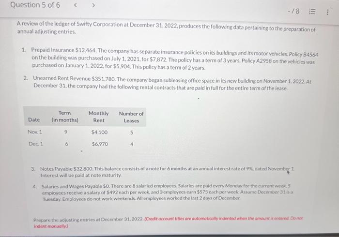Solved A review of the ledger of Swifty Corporation at | Chegg.com