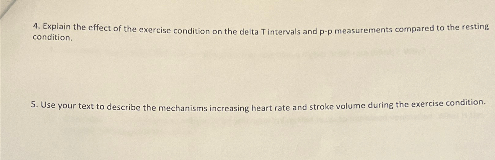 Solved Explain the effect of the exercise condition on the | Chegg.com