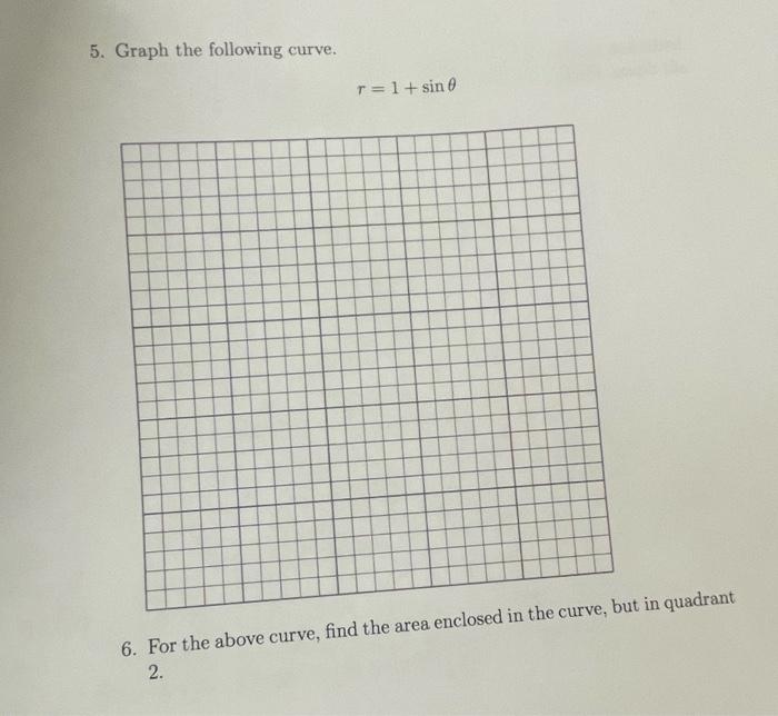 Solved 5. Graph the following curve. r=1+sinθ 6. For the | Chegg.com