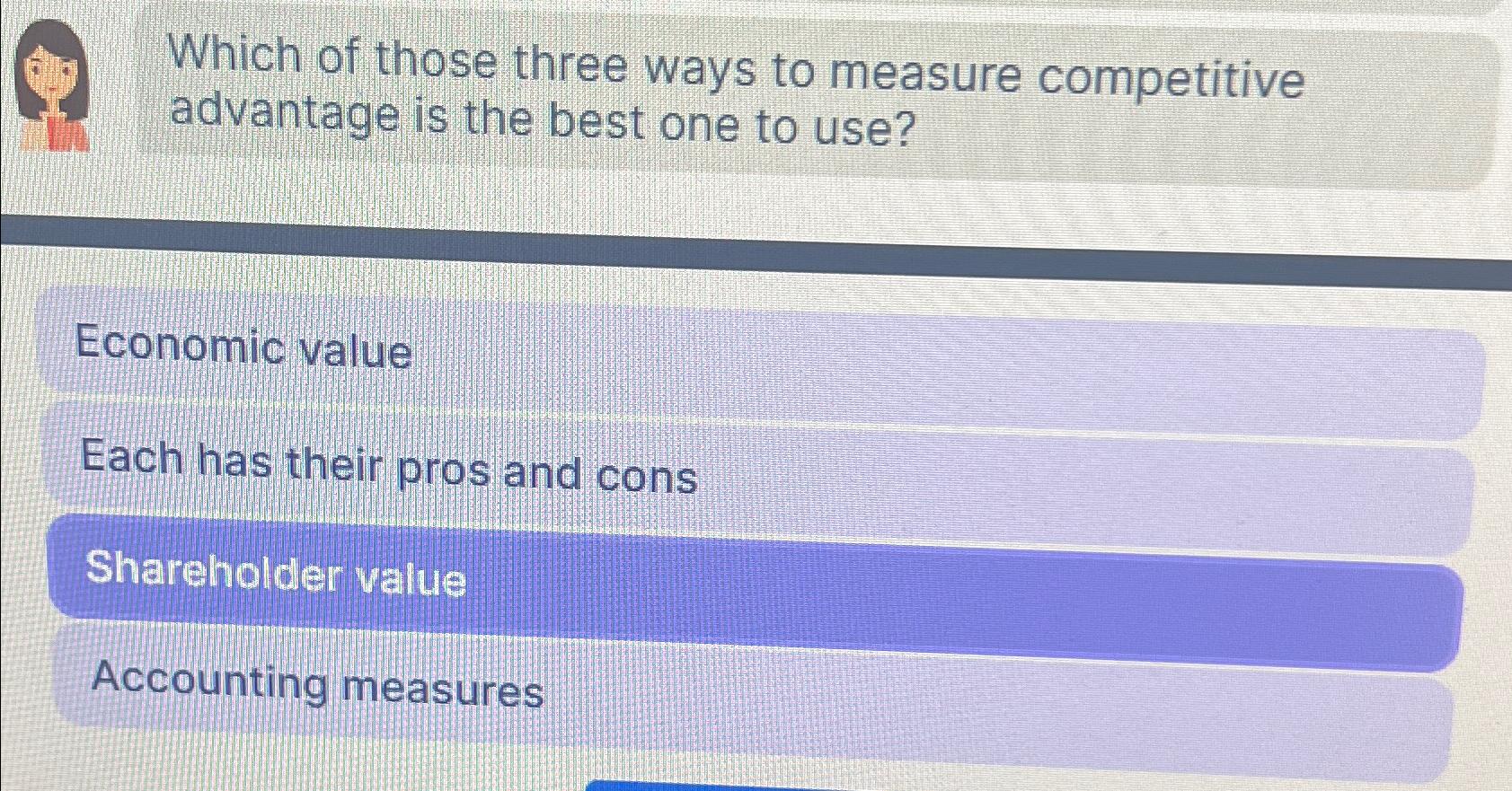 Solved Which of those three ways to measure competitive | Chegg.com