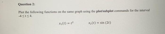 Solved Question 2: Plot the following functions on the same | Chegg.com