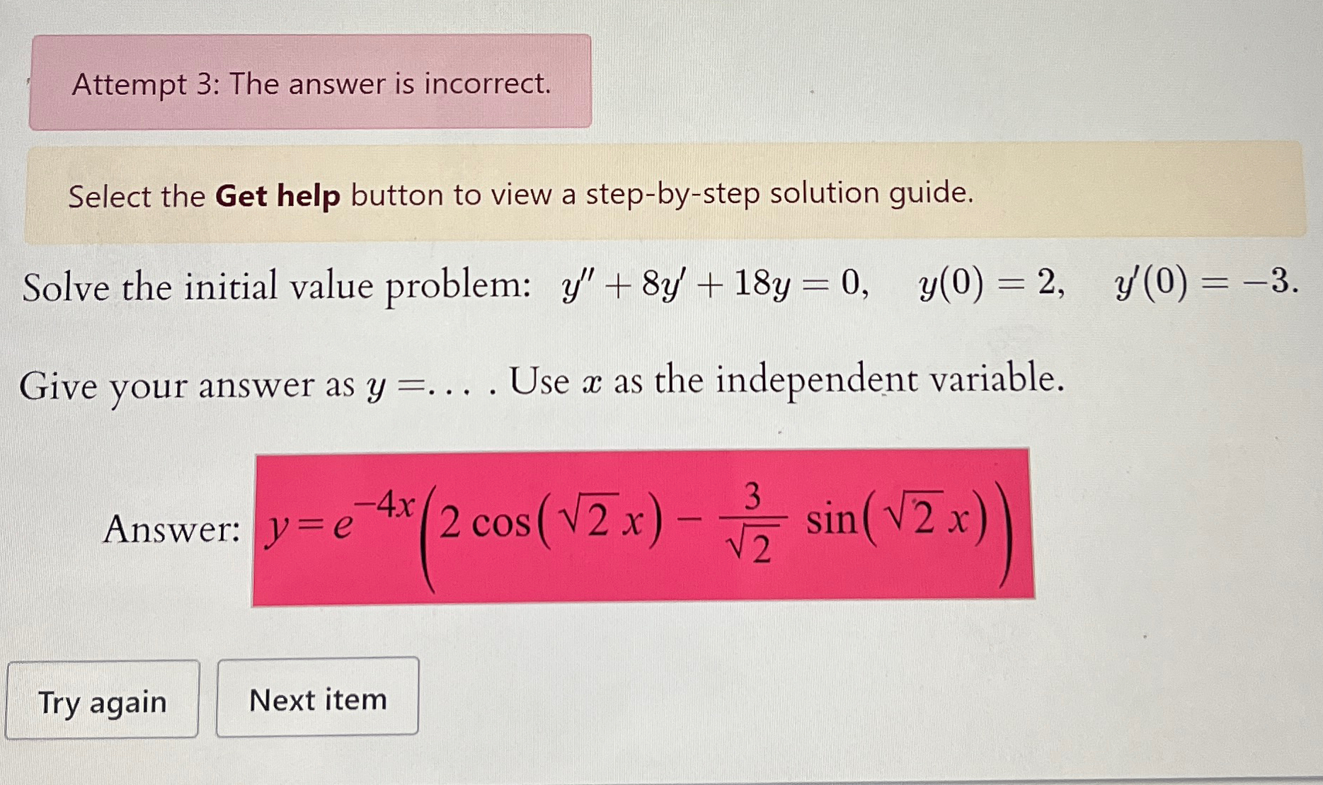 Solved Attempt 3: The answer is incorrect.Select the Get | Chegg.com