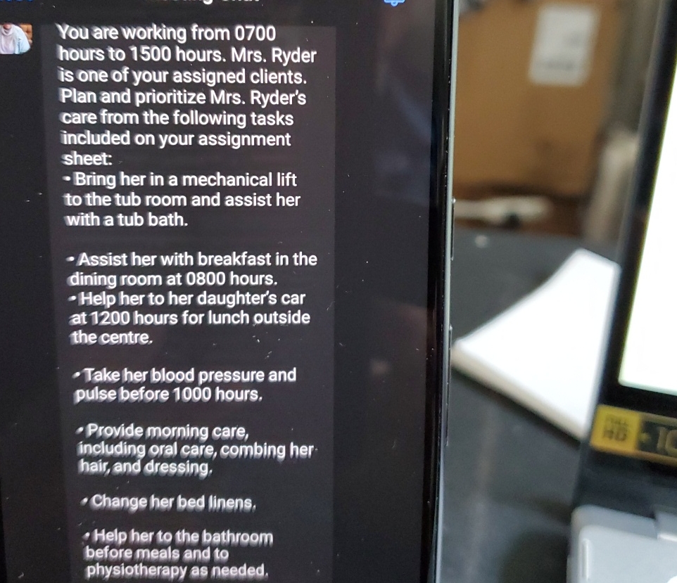 Solved You are working from 0700 ﻿hours to 1500 ﻿hours. Mrs. | Chegg.com