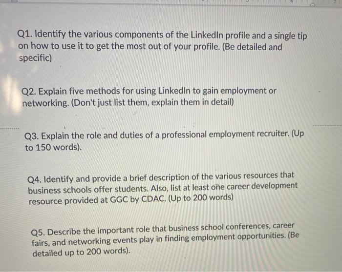 Solved Q1. Identify the various components of the Linkedln | Chegg.com