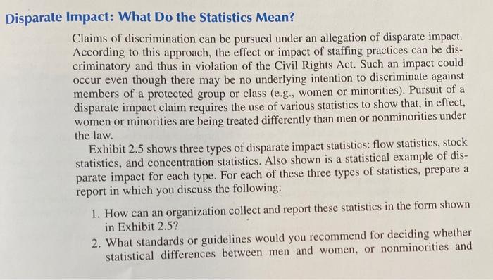Solved EXHIBIT 2.5 Types of Disparate Impact | Chegg.com