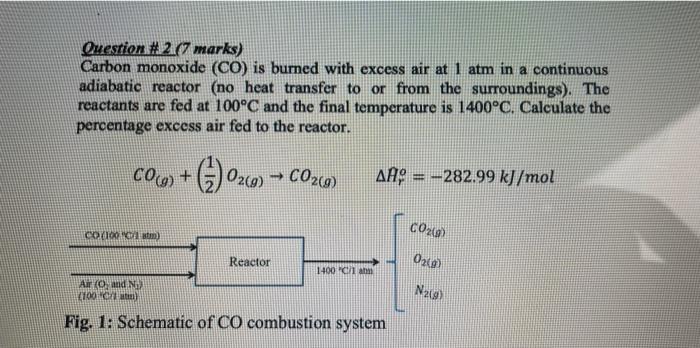 Solved Question # 2 ( 7 marks) Carbon monoxide (CO) is | Chegg.com