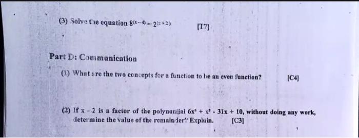 Solved (3) Solve the equation g(x−4)=2(x+2) [T7] Part D: | Chegg.com