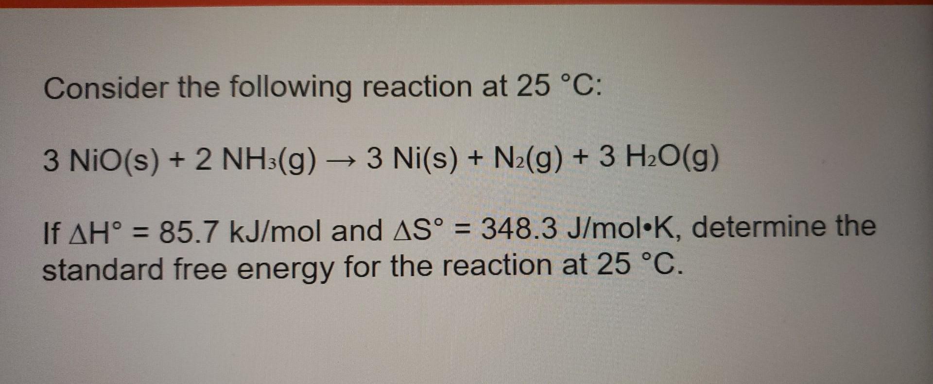 Solved Consider the following reaction at 25∘C : | Chegg.com