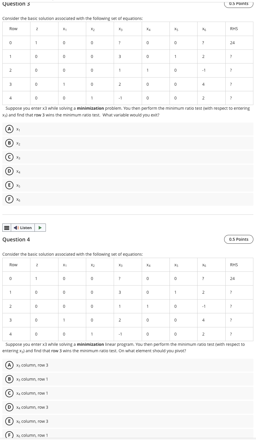 Solved Question 305 pointsconsider The Basic Solution