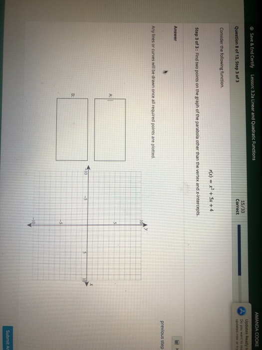 Solved AMANDA COOKE @ Save & End Certify Lesson: 3.2a Linear | Chegg.com