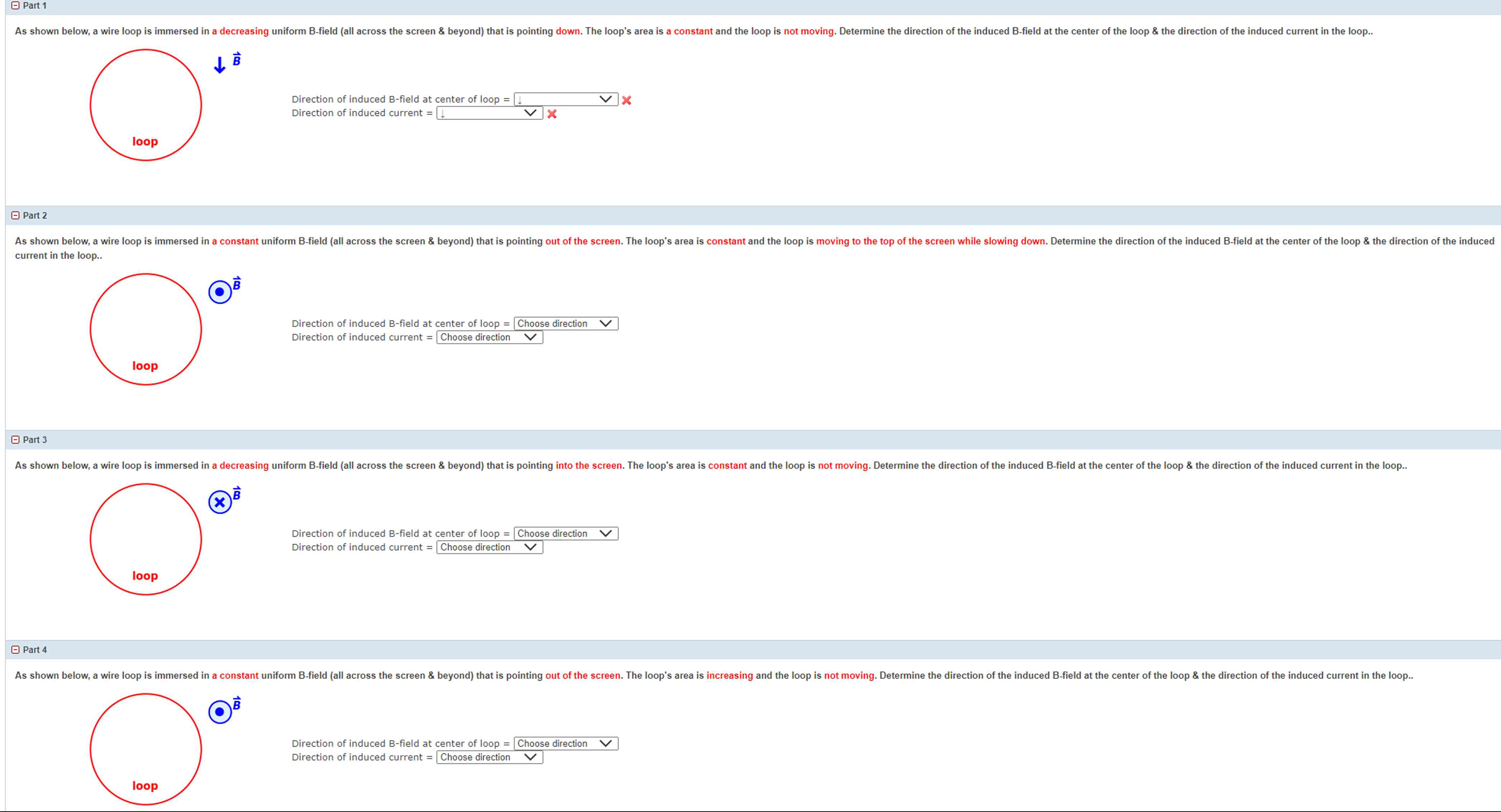 pls help write explanations ﻿Part 1Direction of | Chegg.com
