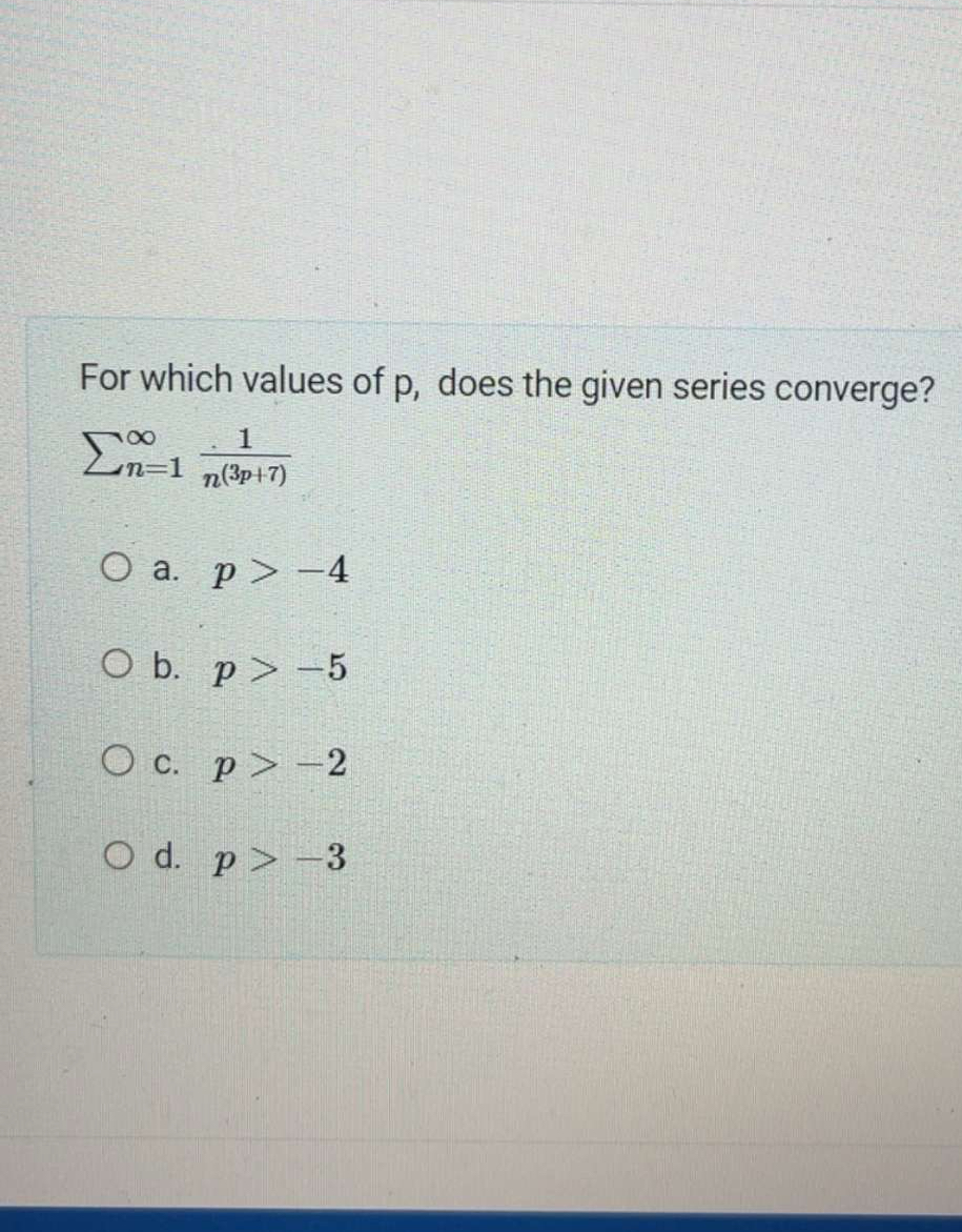 Solved For which values of p, ﻿does the given series | Chegg.com