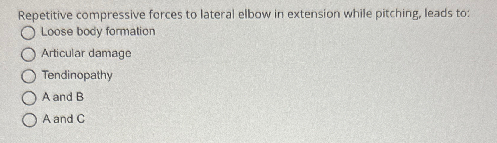 Solved Repetitive compressive forces to lateral elbow in | Chegg.com