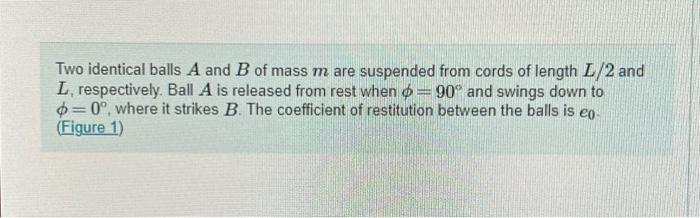 Solved Two identical balls A and B of mass m are suspended | Chegg.com