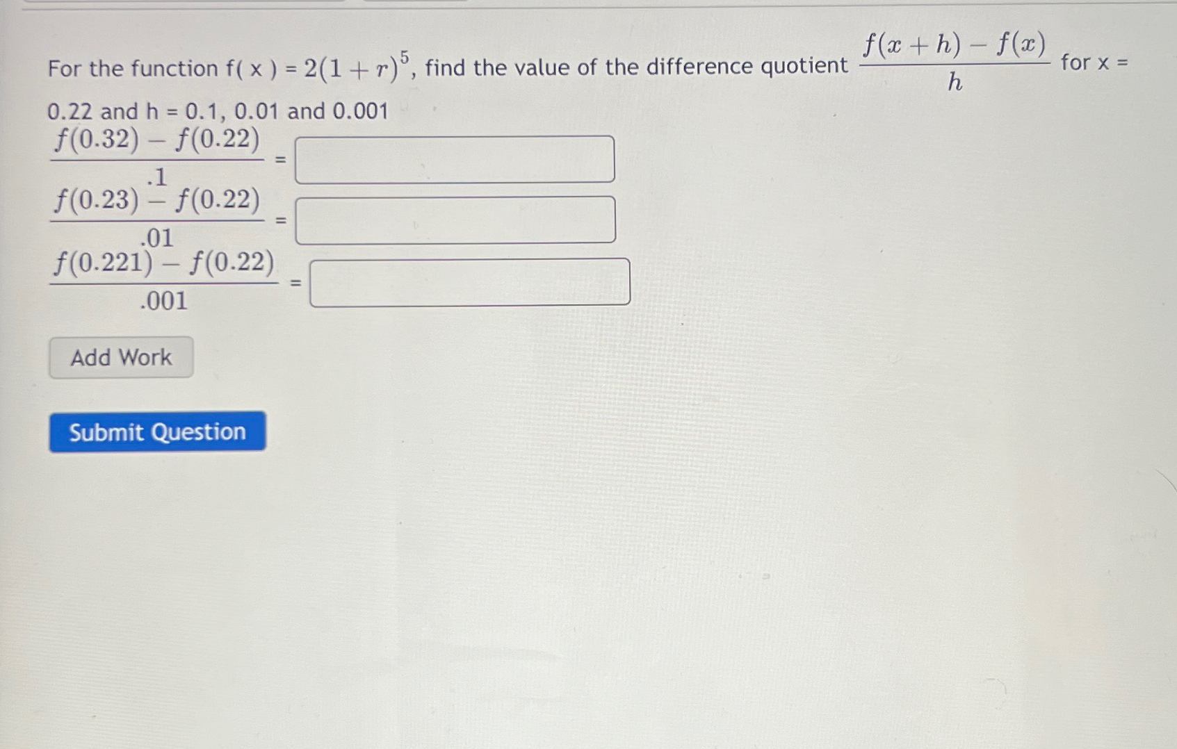 Solved For the function f(x)=2(1+r)5, ﻿find the value of the | Chegg.com