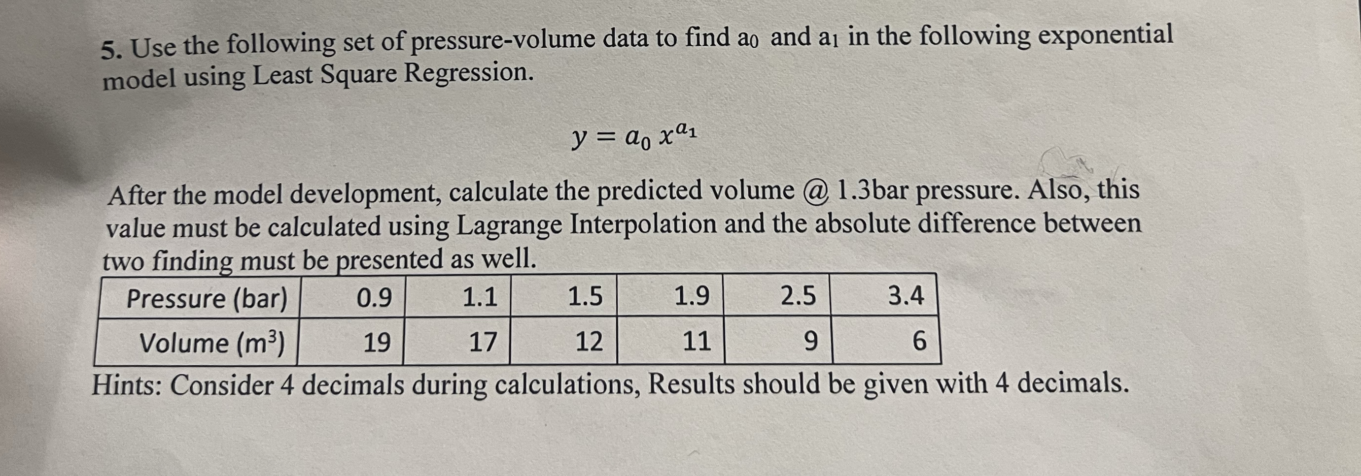 Solved Use the following set of pressure-volume data to find | Chegg.com