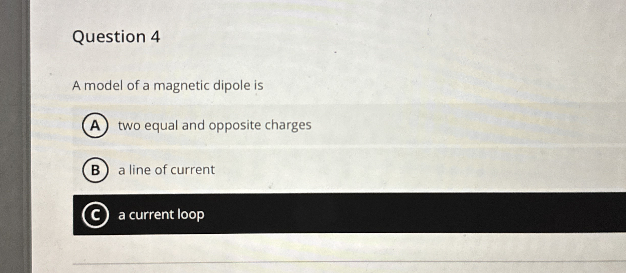 Solved Question 4A model of a magnetic dipole istwo equal | Chegg.com