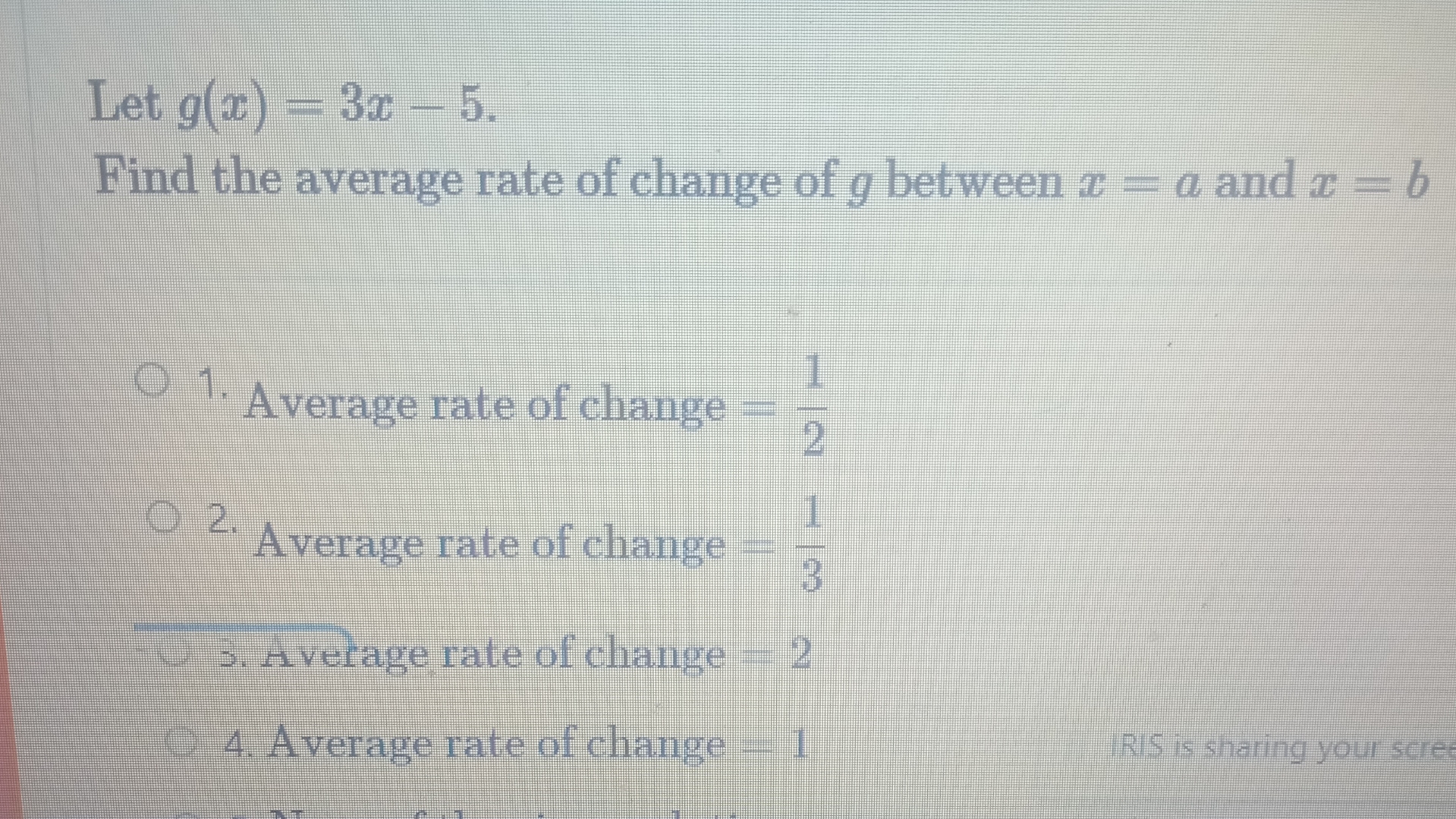 Solved Let g(x)=3x-5.Find the average rate of change of g | Chegg.com