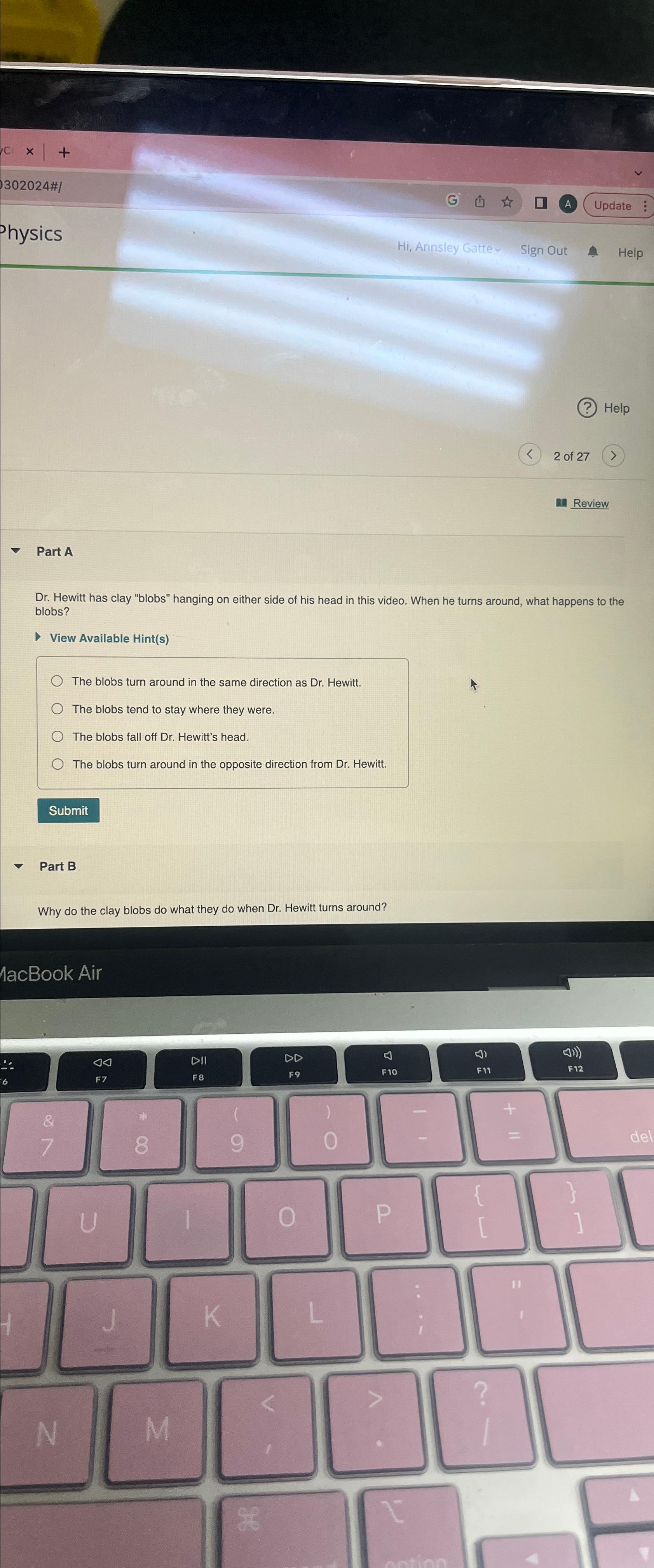Solved Help2 ﻿of 27ReviewPart ADr. ﻿Hewitt has clay "blobs" | Chegg.com
