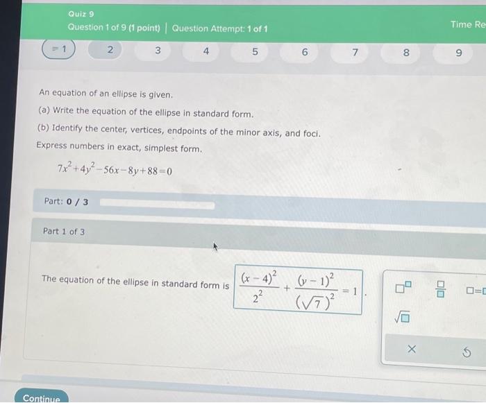 Solved = 1 Quiz 9 Question 1 of 9 (1 point) | Question | Chegg.com