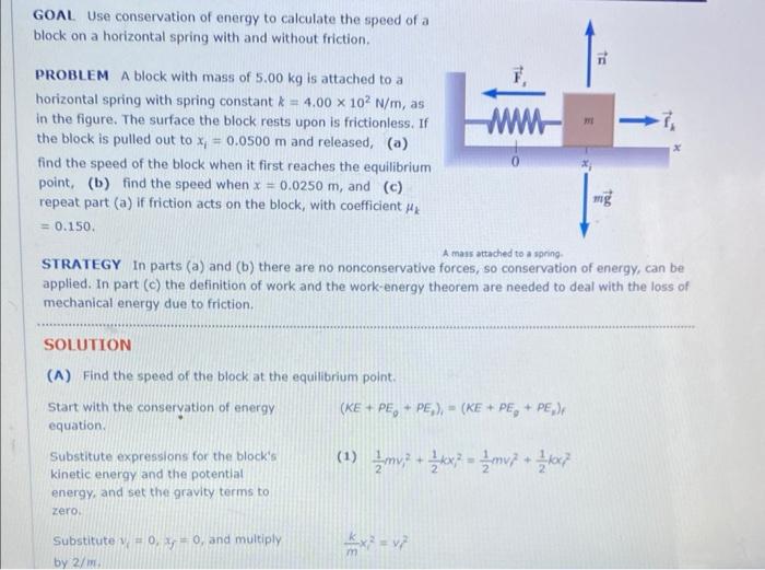 Solved GOAL Use conservation of energy to calculate the | Chegg.com