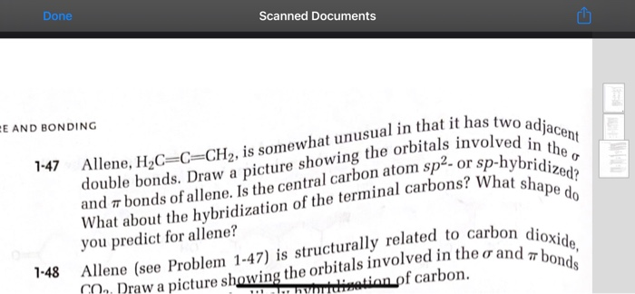 Solved Scanned Documents Allene, H2C=C=CH2, is somewhat | Chegg.com