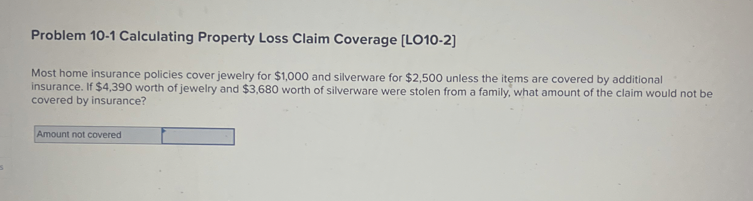 Solved Problem 10-1 ﻿Calculating Property Loss Claim | Chegg.com