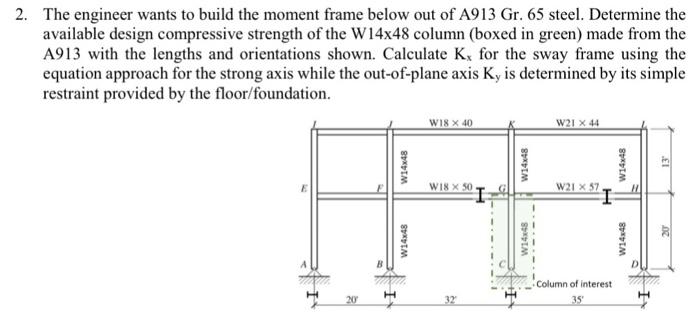 Solved 2. The engineer wants to build the moment frame below | Chegg.com