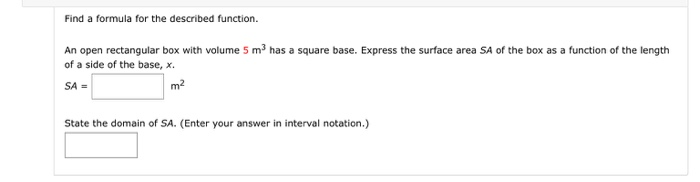 Solved Find a formula for the described function. An open | Chegg.com