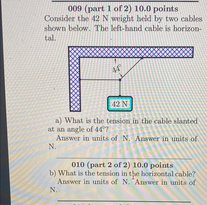 Solved 009 (part 1 of 2 ) 10.0 points Consider the 42 N | Chegg.com