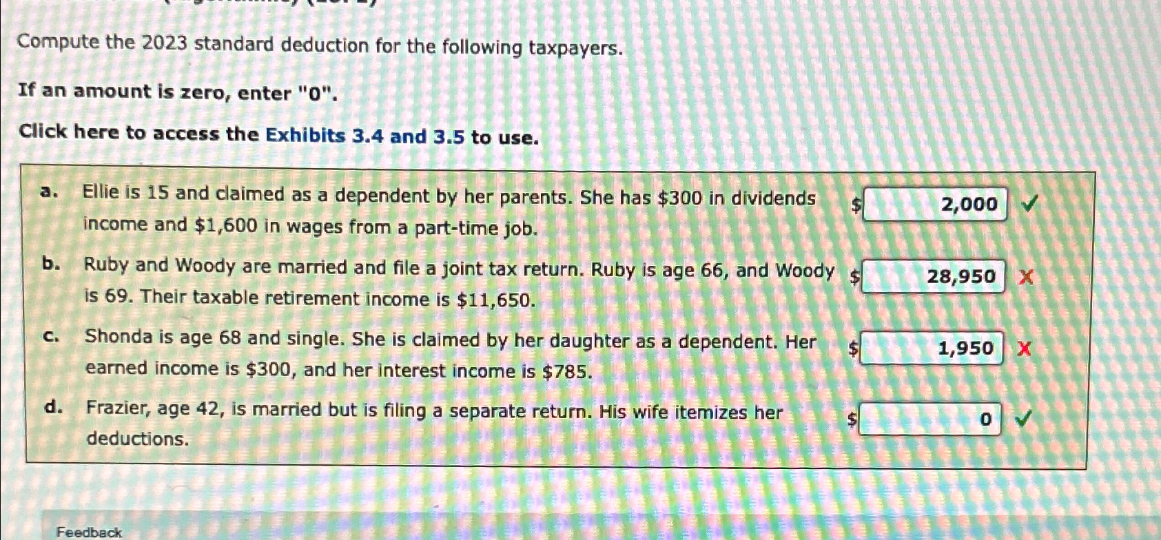 Solved Compute the 2023 ﻿standard deduction for the | Chegg.com