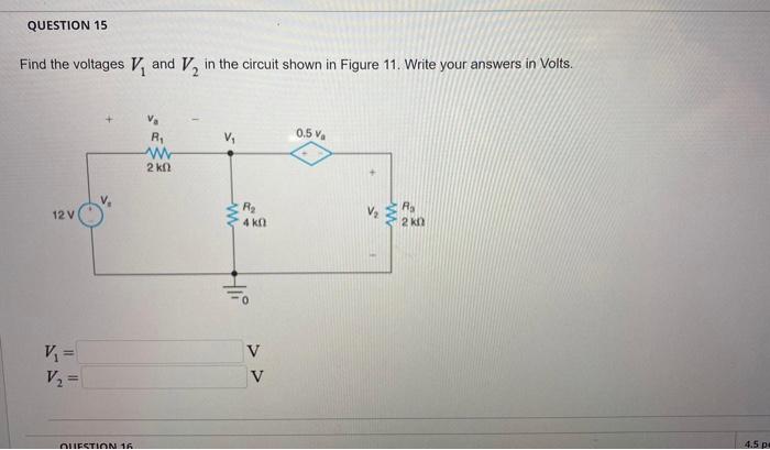 Solved Find the voltages V1 and V2 in the circuit shown in | Chegg.com