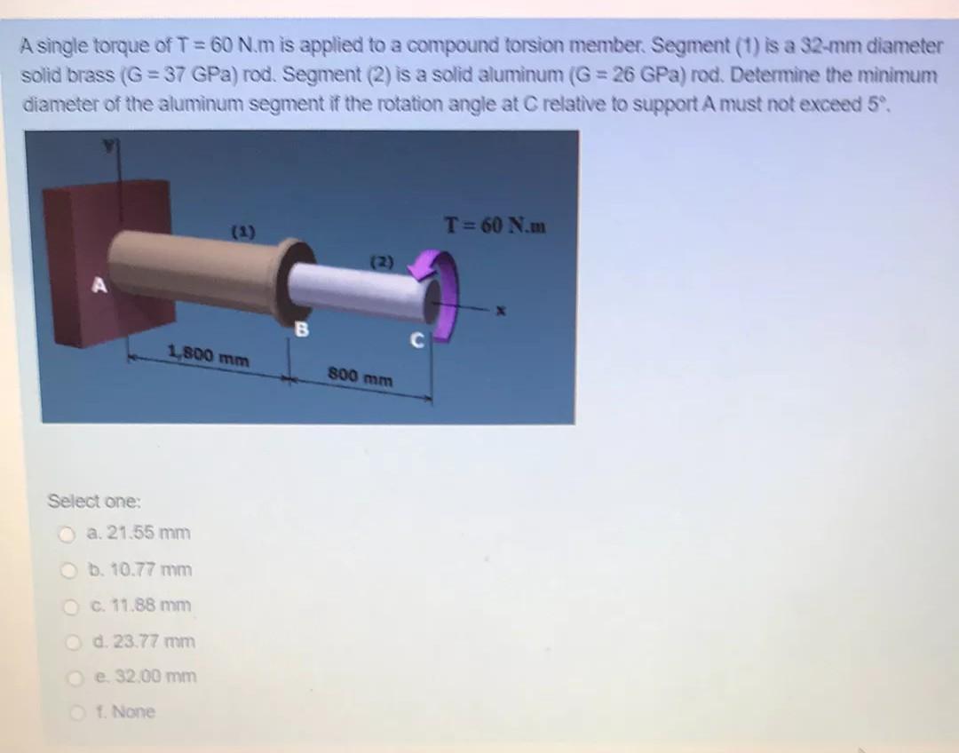 Solved A single torque of T = 60 Nm is applied to a compound | Chegg.com
