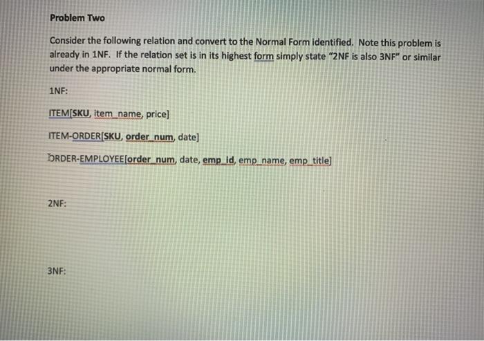 Solved Problem Two Consider the following relation and | Chegg.com