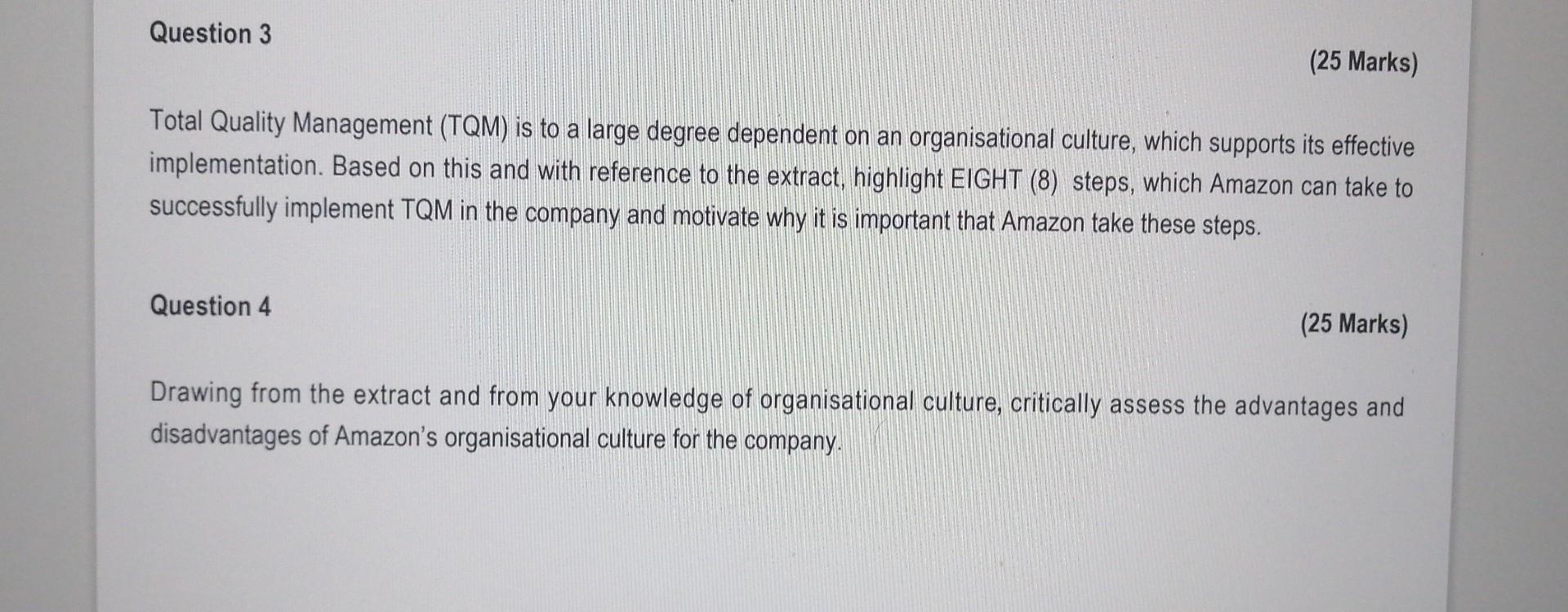 Solved Total Quality Management (TQM) is to a large degree | Chegg.com