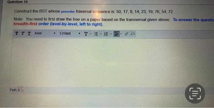 Solved Construct the BST whose preorder traversal sequence | Chegg.com