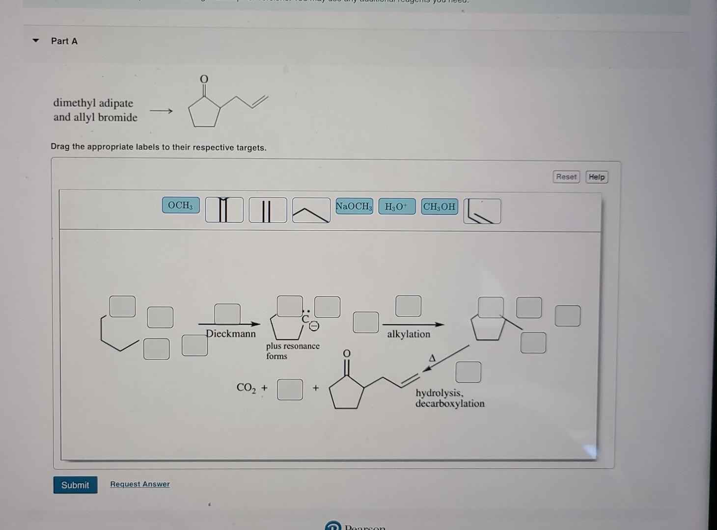 Part A dimethyl adipate and allyl bromide Drag the | Chegg.com