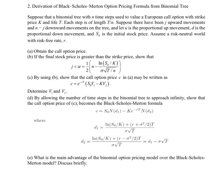 2. Derivation of Black-Scholes-Merton Option Pricing | Chegg.com