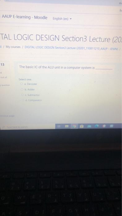 Solved AAUP E-learning - Moodle English (en) TAL LOGIC | Chegg.com