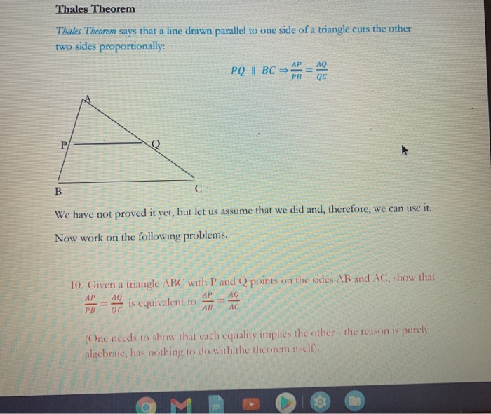 Solved Thales Theorem Thales Theorem says that a line drawn | Chegg.com