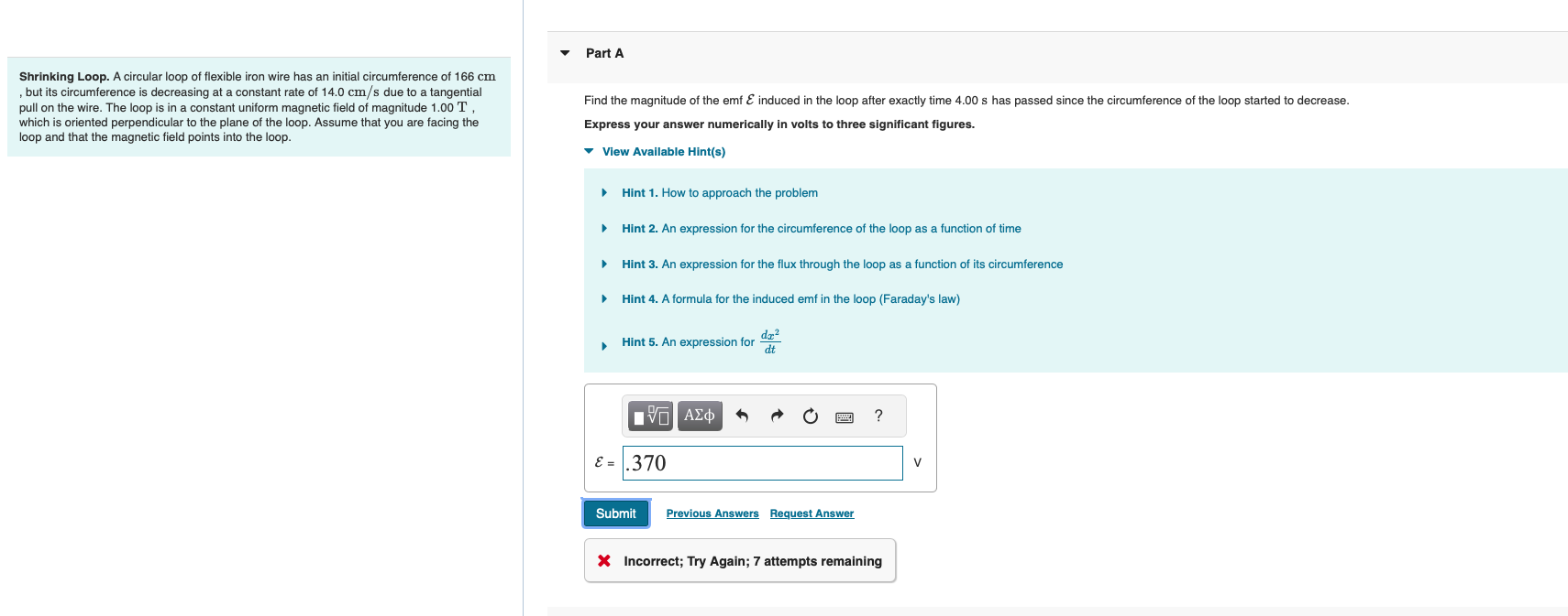 Solved Shrinking Loop. A circular loop of ﻿flexible iron | Chegg.com