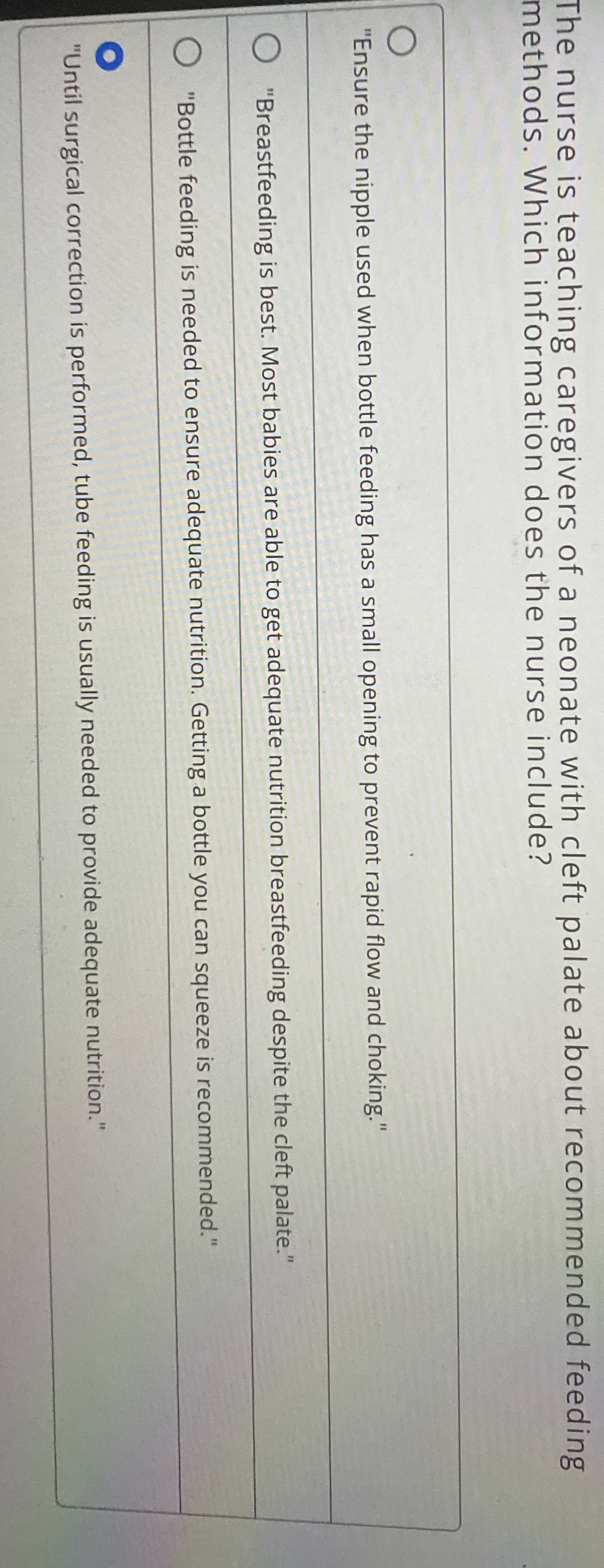 Solved The nurse is teaching caregivers of a neonate with | Chegg.com