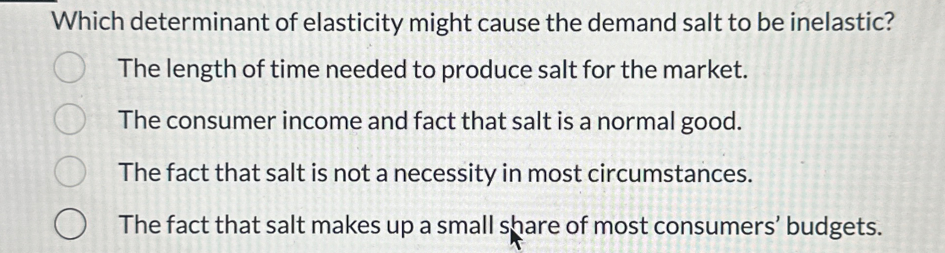 Solved Which determinant of elasticity might cause the | Chegg.com