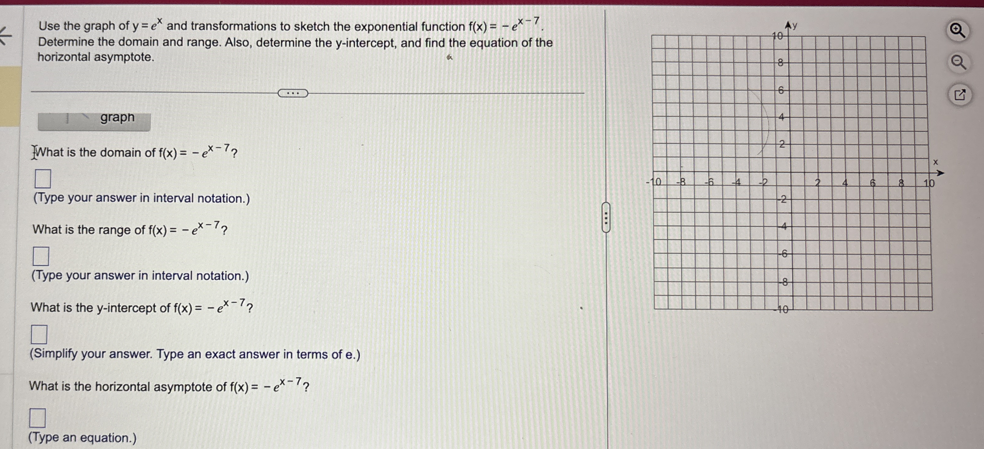 Solved Use the graph of y=ex ﻿and transformations to sketch | Chegg.com