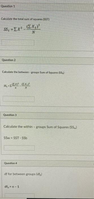 Solved Copy down and finish the Table for the ANOVA | Chegg.com